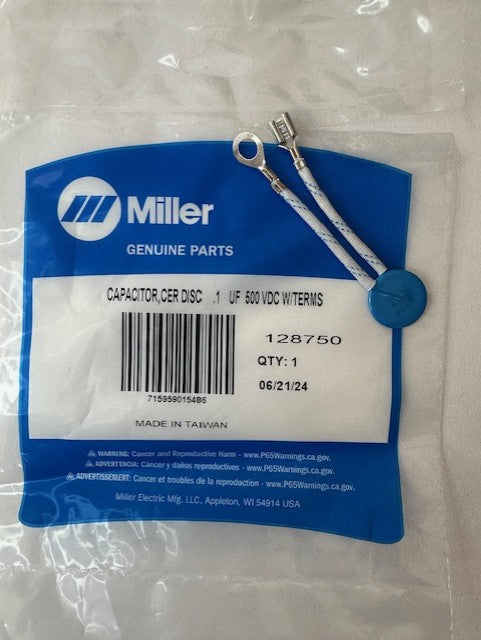 Miller 128750 CAPACITOR,CER DISC .1 UF 500 VDC W/TERMS – Energized Engines