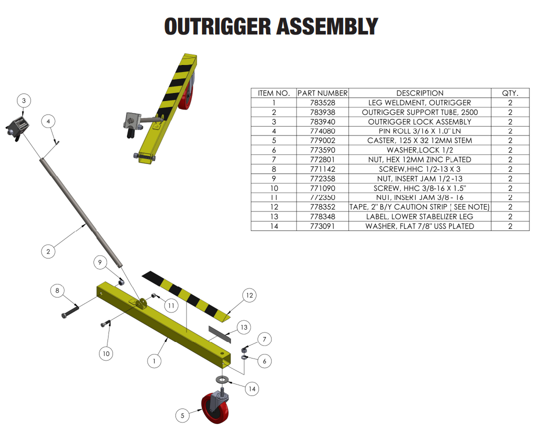 Sumner 783940 OUTRIGGER LOCK ASSEMBLY – Energized Engines