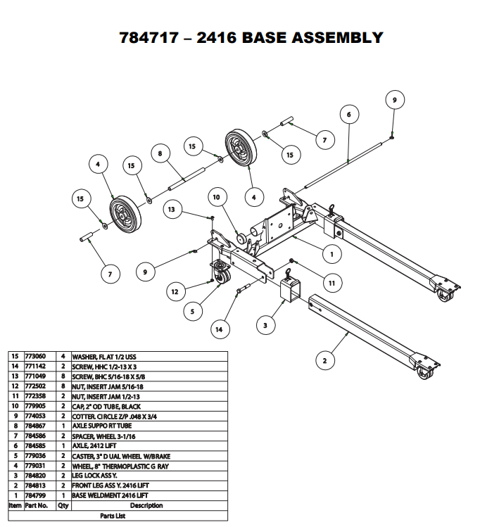 Sumner 784813 FRONT LEG ASSY 2416 LIFT – Energized Engines